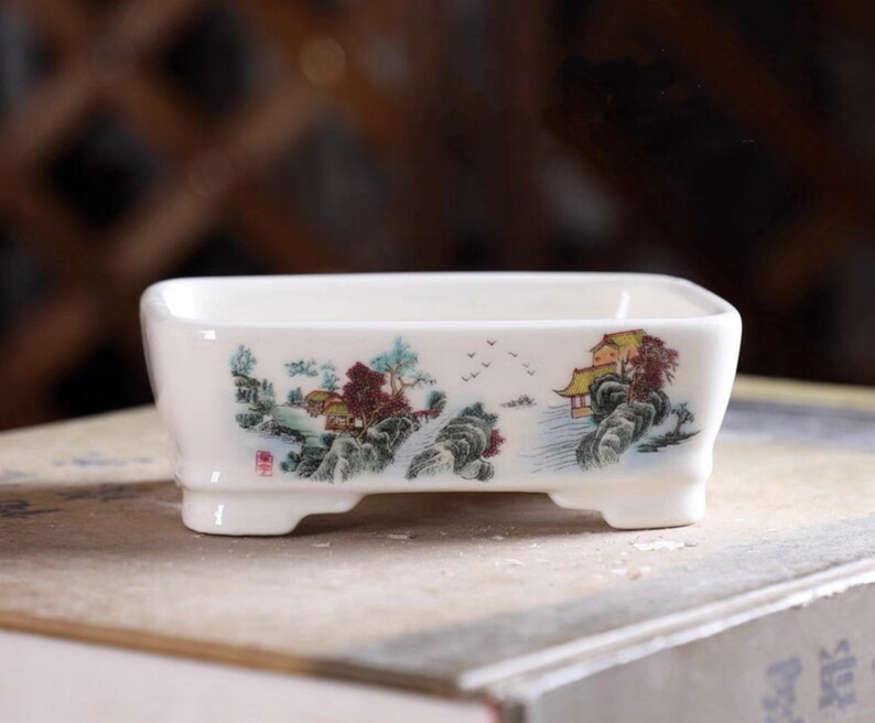 Mini Rectangular Bonsai Pot Small Bonsai Pot Yixing Ceramic Glazed ...