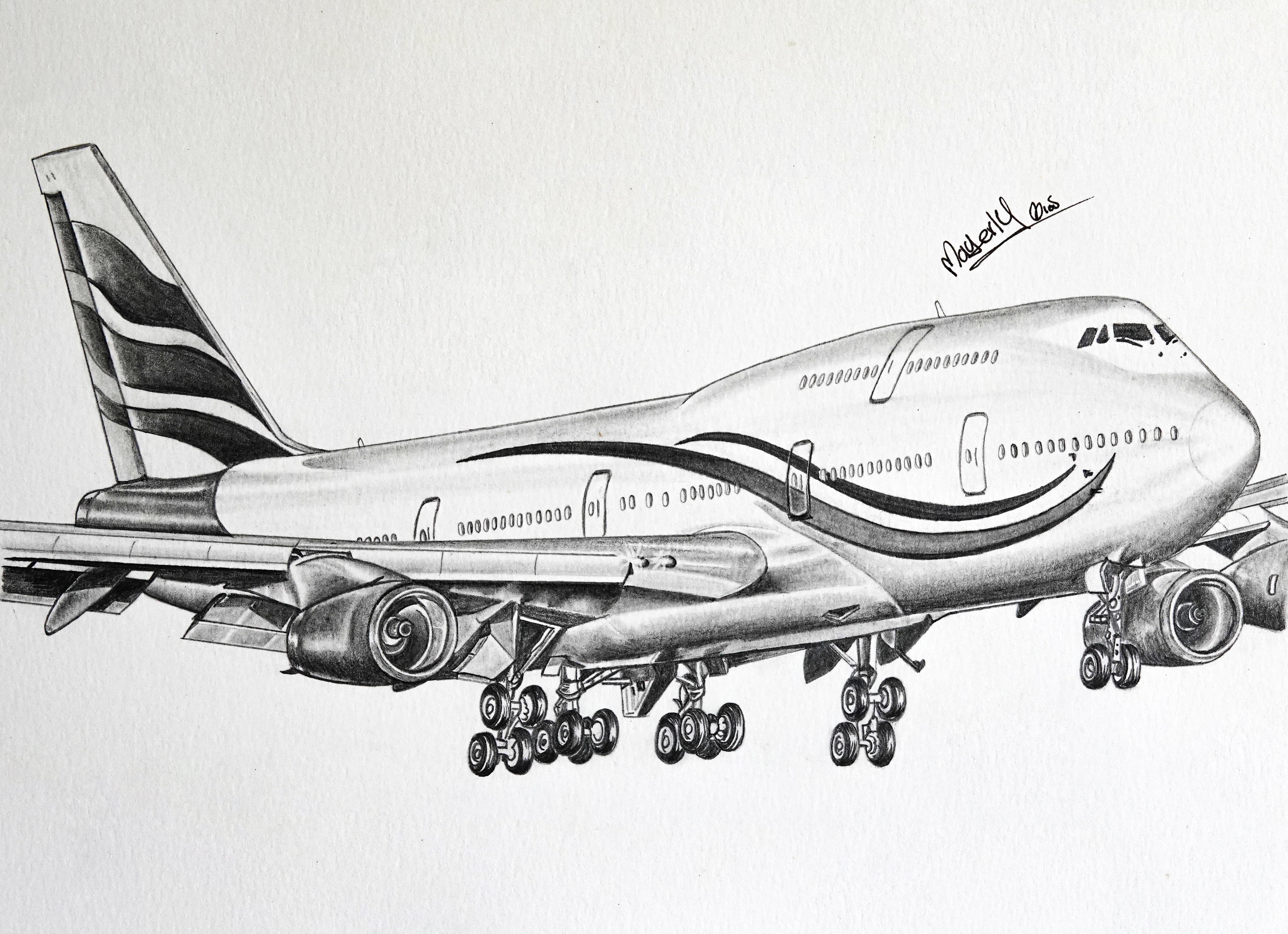 Boeing 747 // Peinture D'avion // Airplane Drawing // Dessin D'avion - Etsy