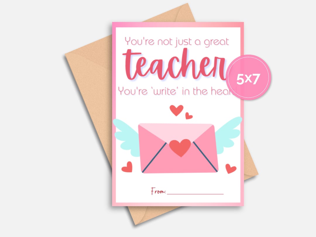 Printable Teacher Valentine Gift Card Holder, Valentine's Day Teacher ...