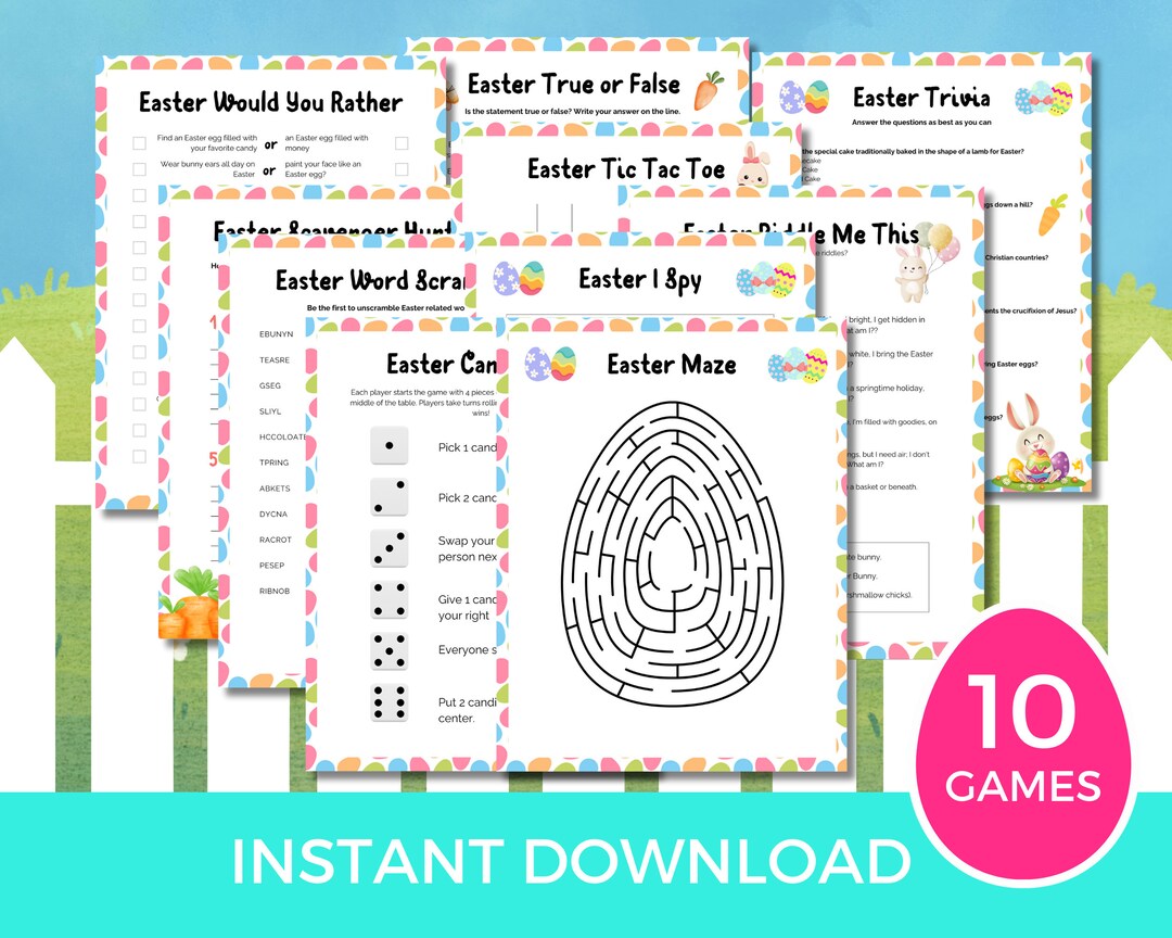 Easter Game Bundle: 10 Printable Games for Kids, Schools, Digital ...