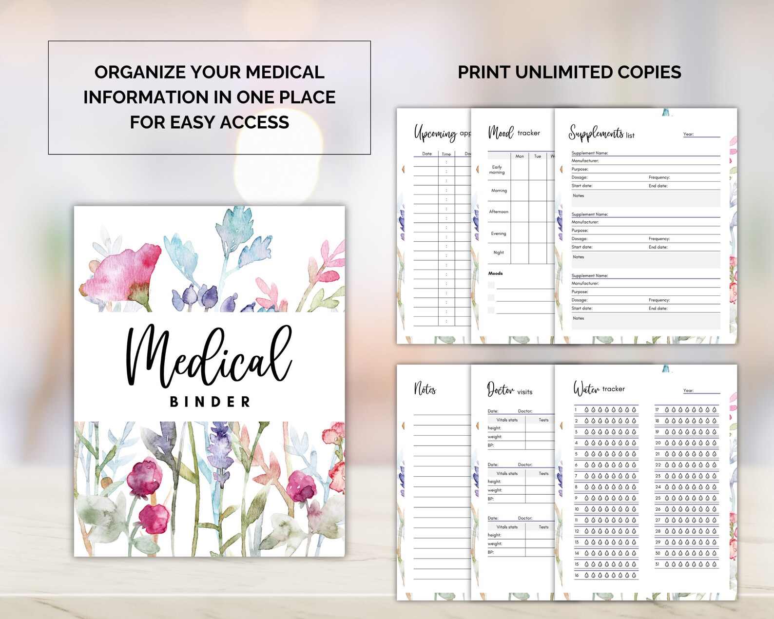 Medical Binder Printable: Doctor Visits, Medication, Blood Sugar & More ...