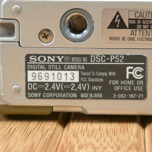 Vintage Sony Cyber-shot DSC-P52 3.2MP Digital Camera, 2X Optical Zoom ...