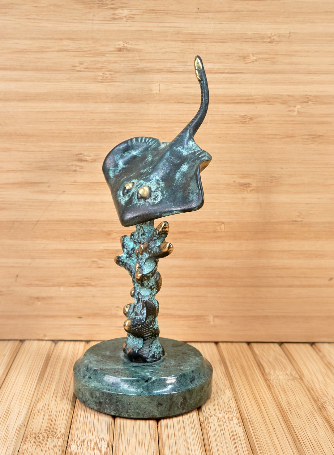 SPI Gallery Manta Ray Sculpture Statue, 7 Brass Figurine With Base - Etsy