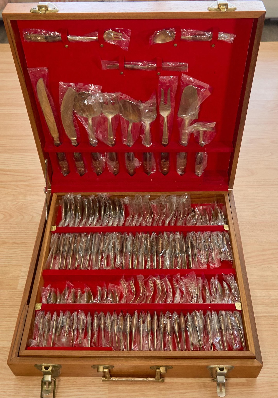 Thailand Nickel Bronze Flatware Set 142 Pc, With Wood Case, NEW - Etsy