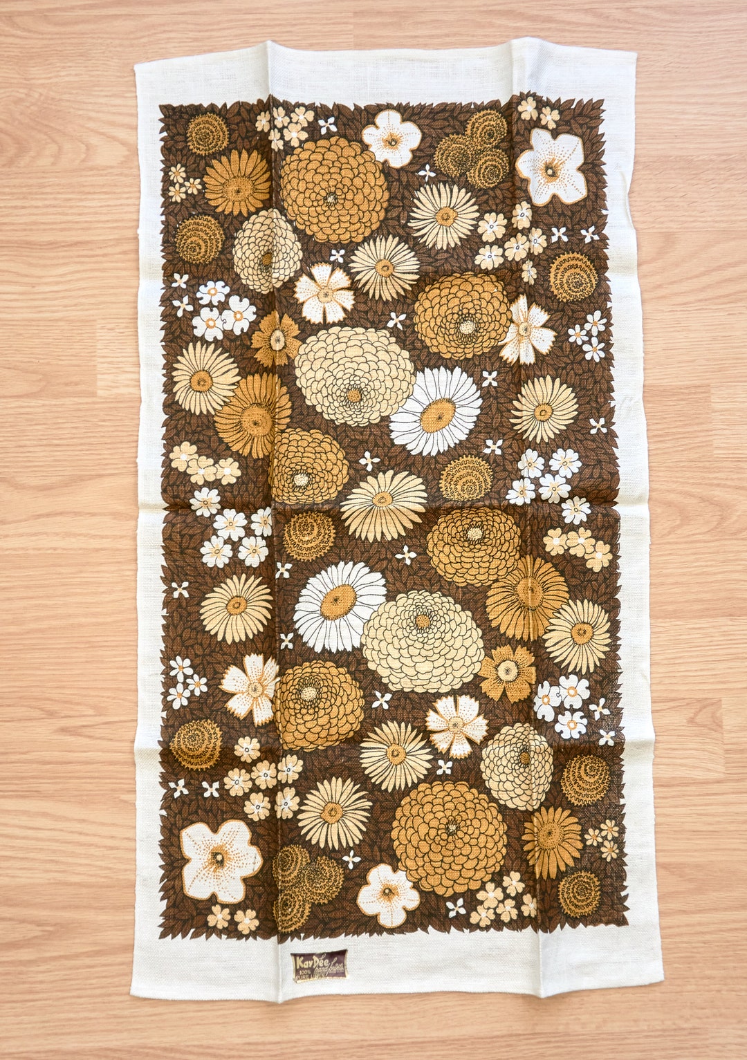 Kay Dee Design Hand Print Floral Linen Tea Towel, Made in USA, New Old ...