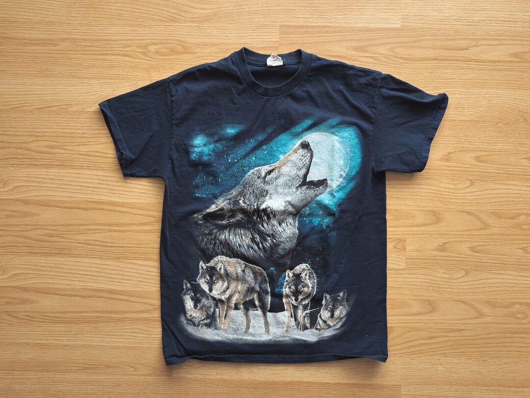 Wolf Howling at the Moon Wolf Pack Men's Navy T Shirt - Etsy
