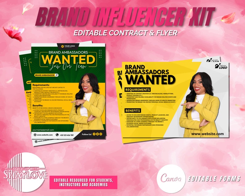 Gold Brand Ambassador Forms Brand Influencer Contract Brand - Etsy