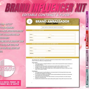 Gold Brand Ambassador Forms, Brand Influencer Contract, Brand ...