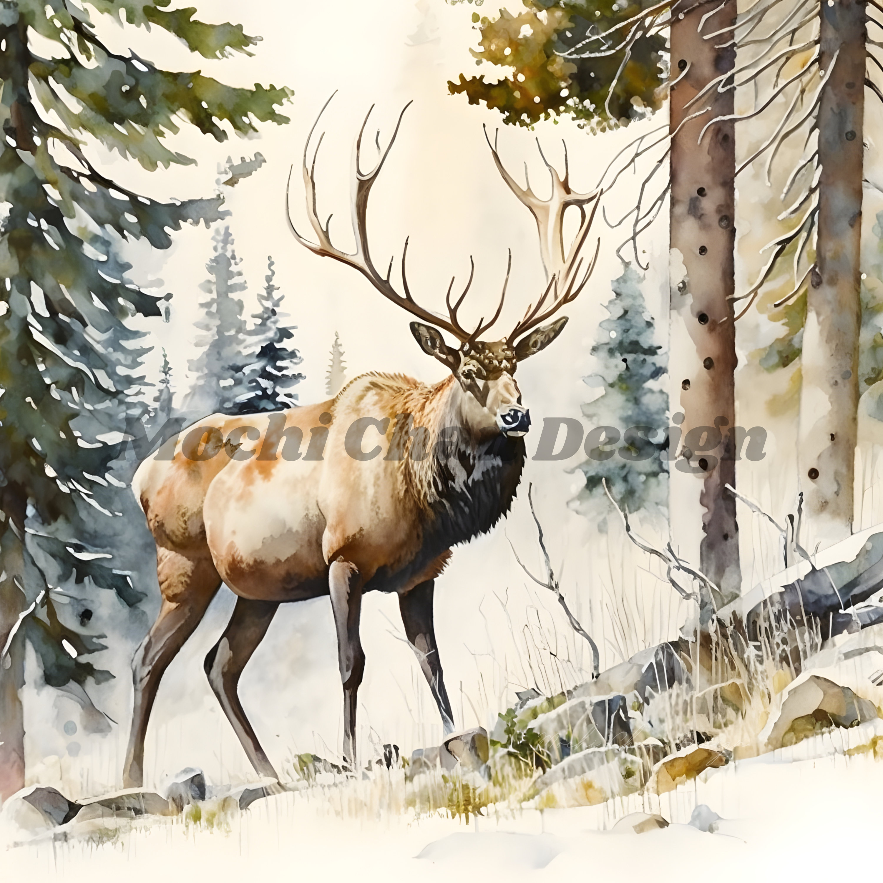 Elk Printable Wall Art Monster Bull Elk Digital Art Instant Download ...