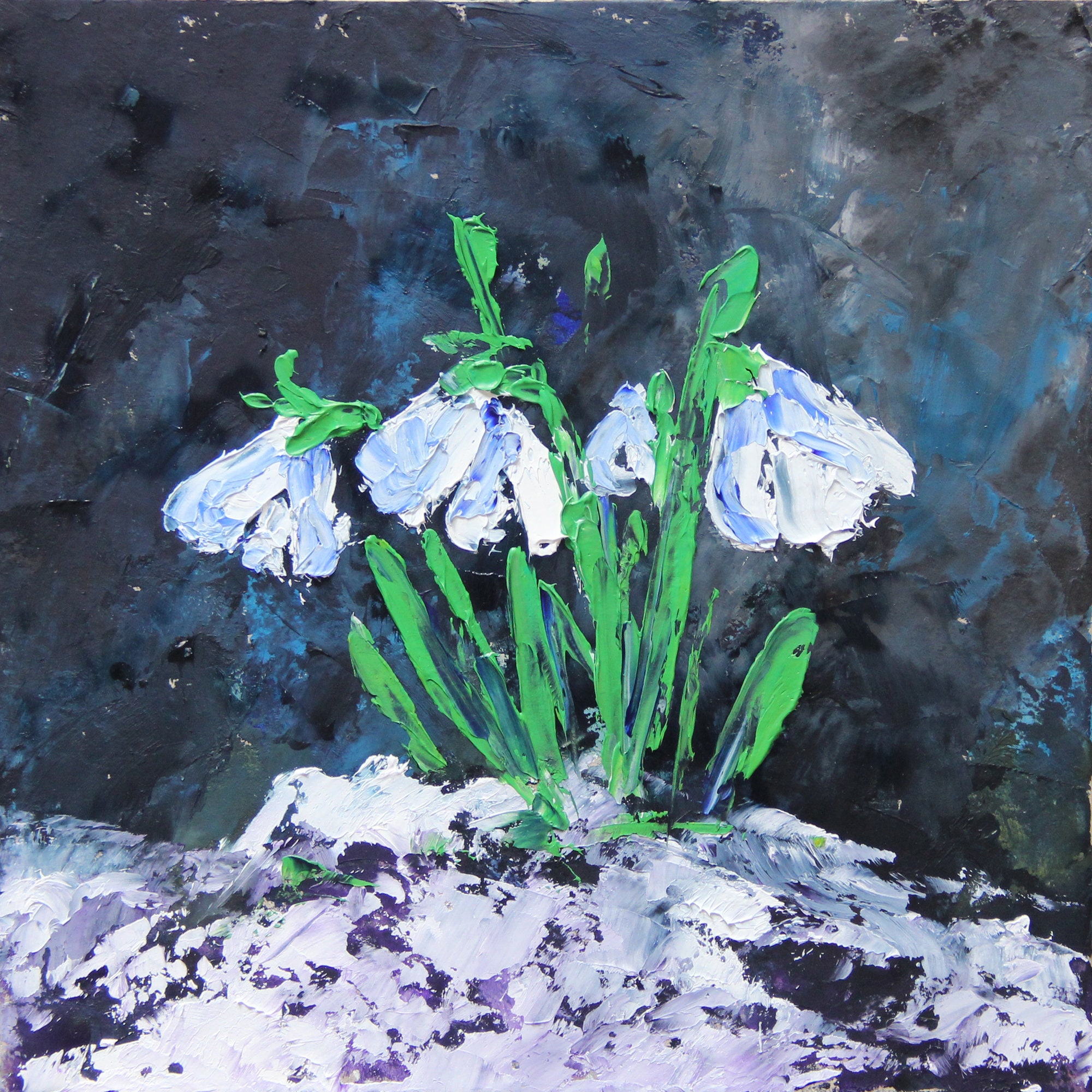 Snowdrops Painting Original Art Flower Oil Painting Snowdrop | Etsy