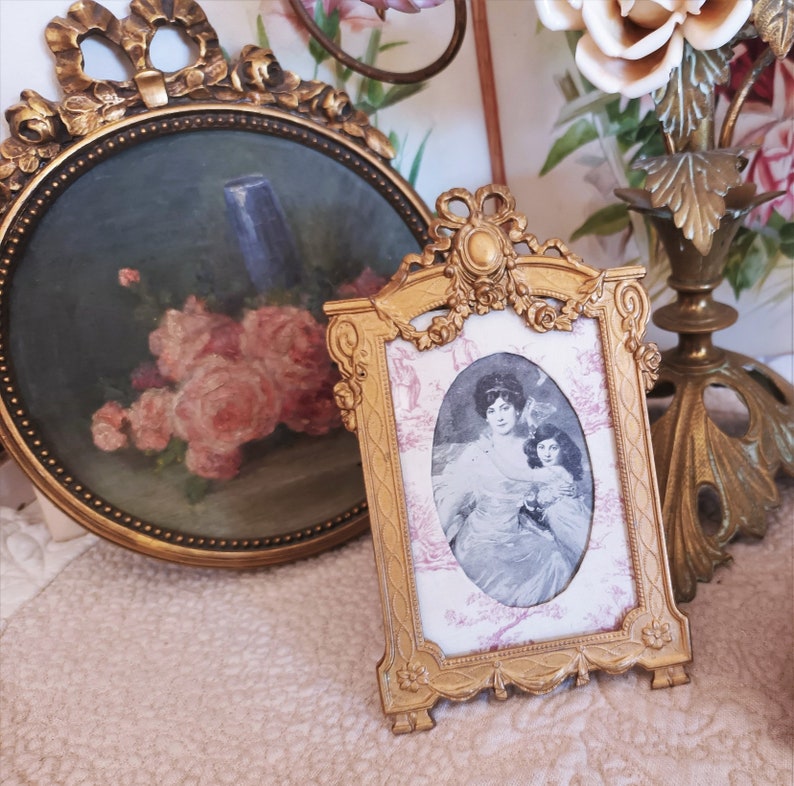 Antique Photo Frame/french Period Empire 1850/fronton Ribbon Bow ...