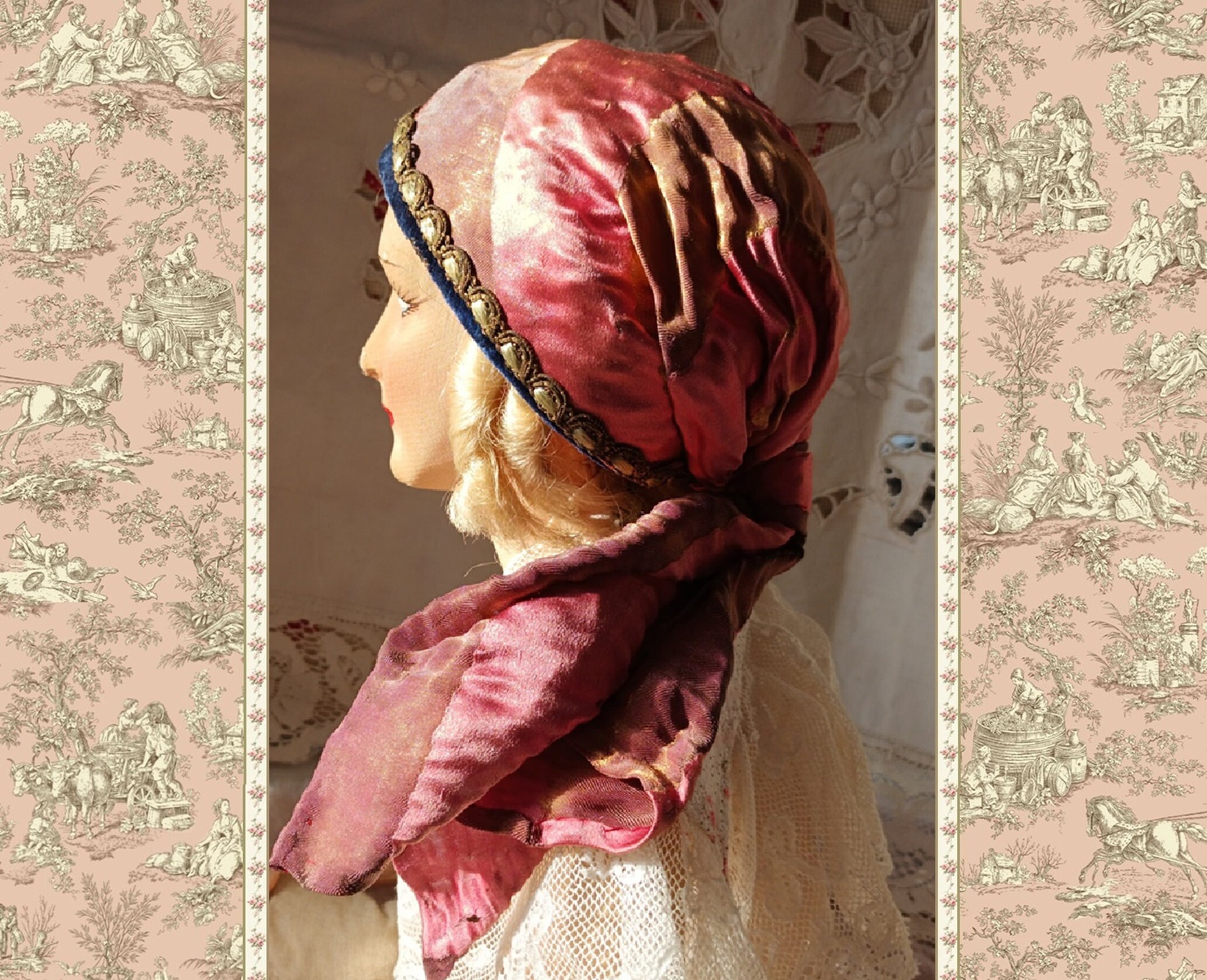 Antique Bohemian Hat for Boudoir Doll. Authentic French 1920s/embossed ...