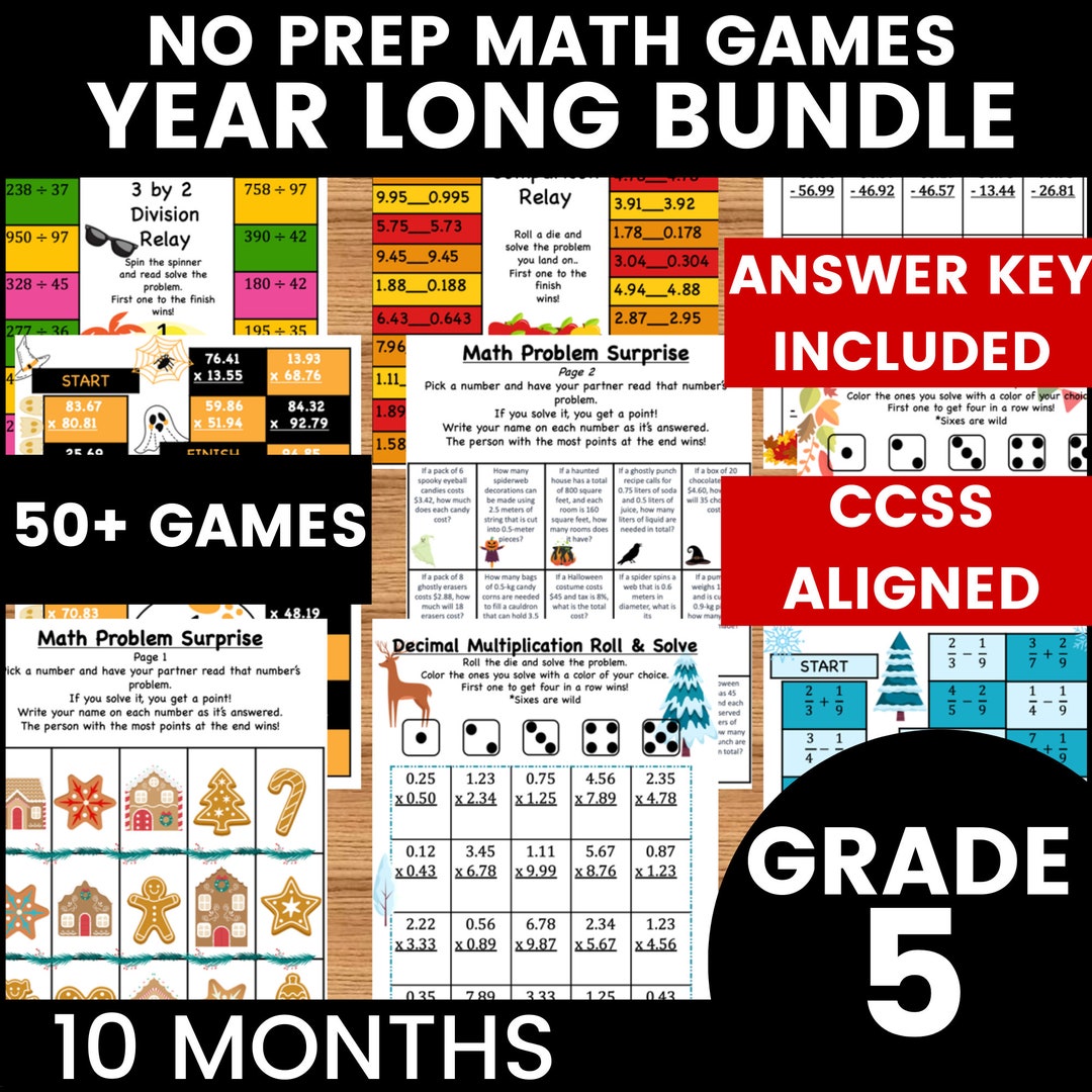 5th Grade Partner Math Games Full Year No Prep Printables - Etsy