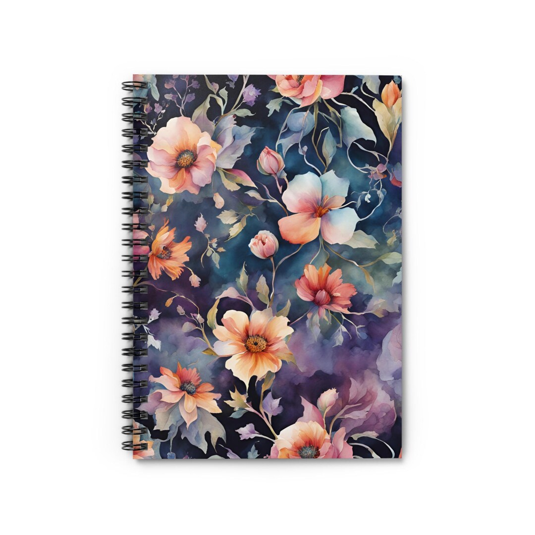 Floral Moody Watercolor Vines Spiral Notebook - Ruled Line | Art ...