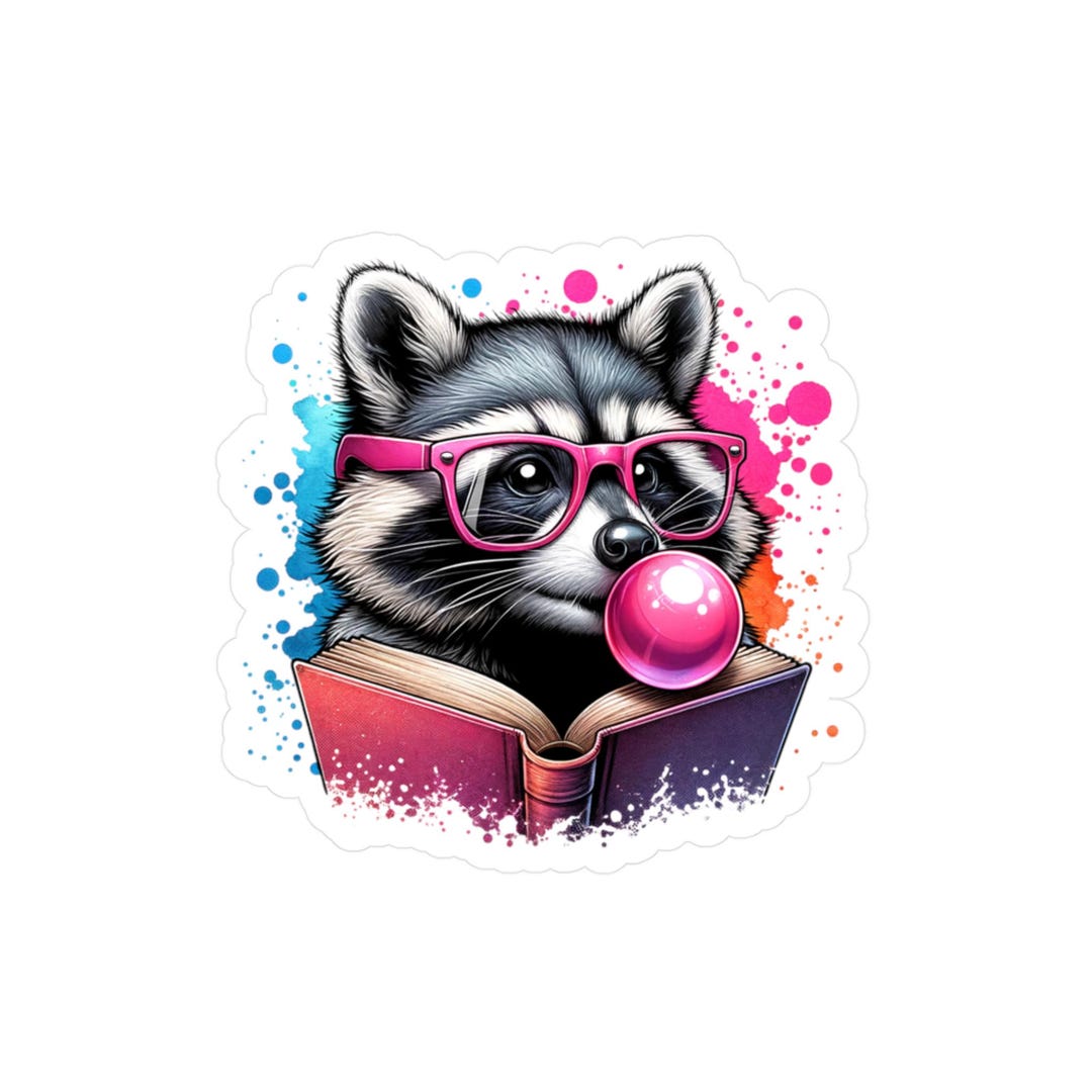Cute Raccoon Kiss-cut Vinyl Decal, Fun Wall Art, Cute Stickers for Kids ...