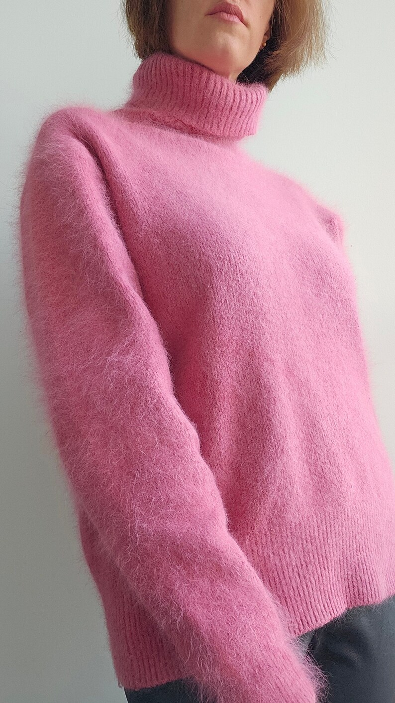 Vintage Pink Angora Turtleneck - Etsy