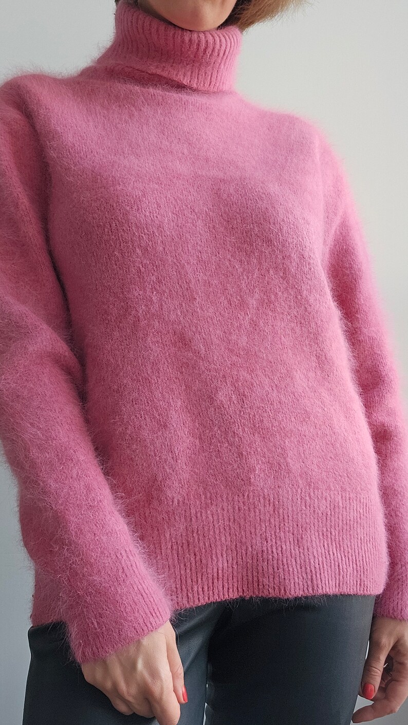 Vintage Pink Angora Turtleneck - Etsy