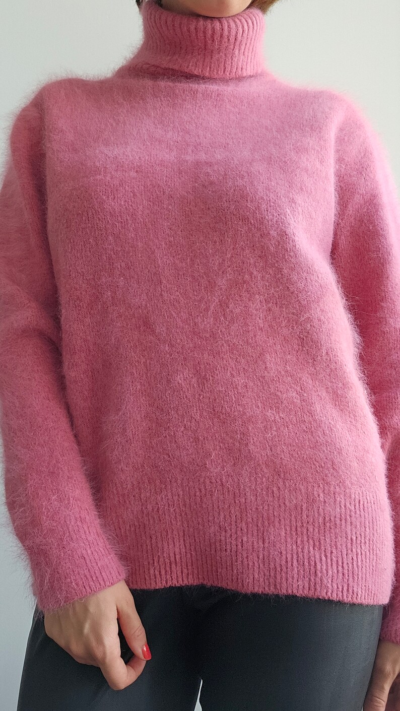 Vintage Pink Angora Turtleneck - Etsy
