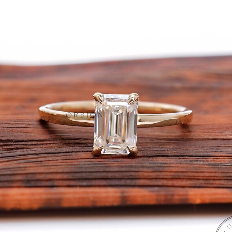 Emerald Cut Gold Ring - Etsy