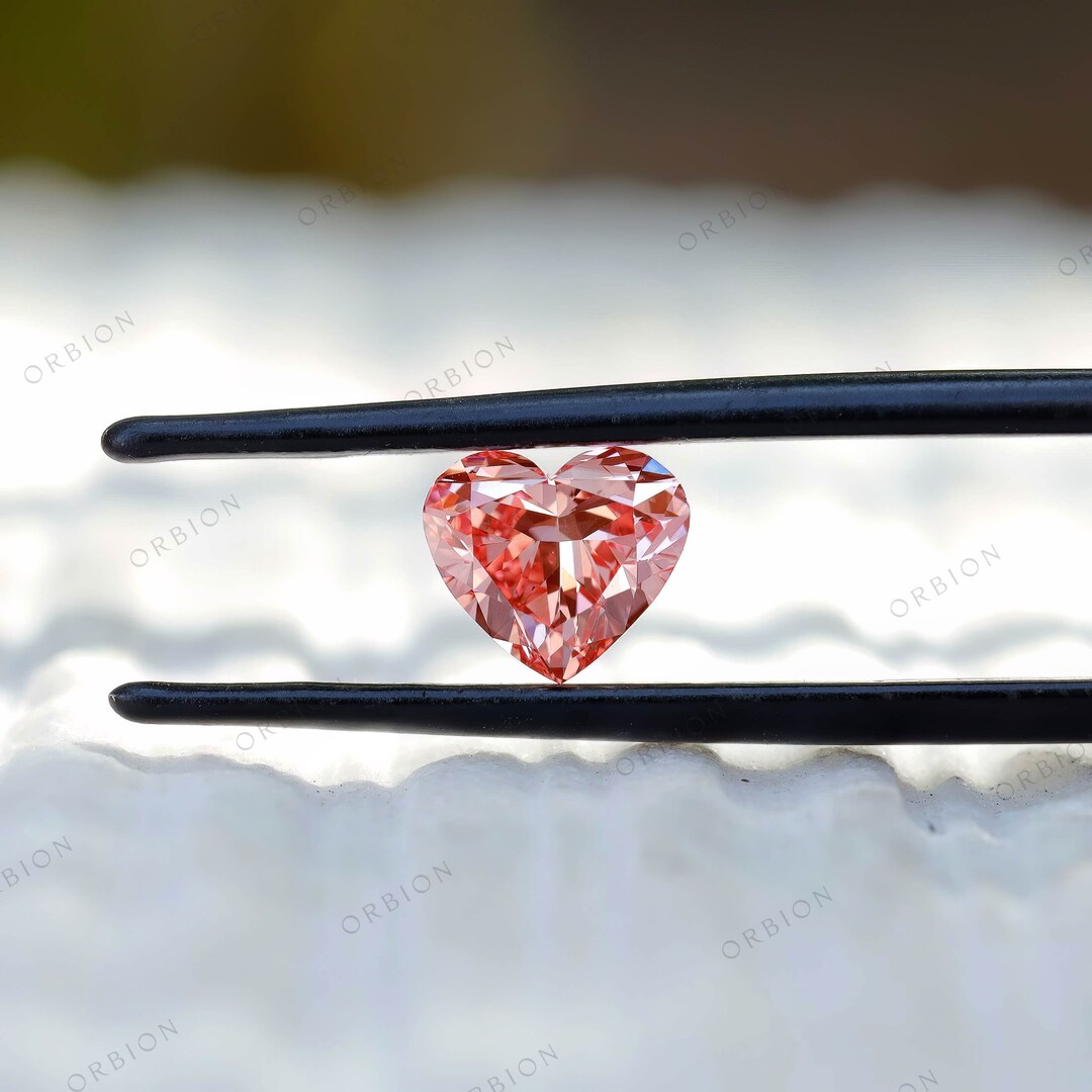 1.5 CT Heart Shape Fancy Vivid Pink Lab Grown Diamond, Pink Color Lab ...