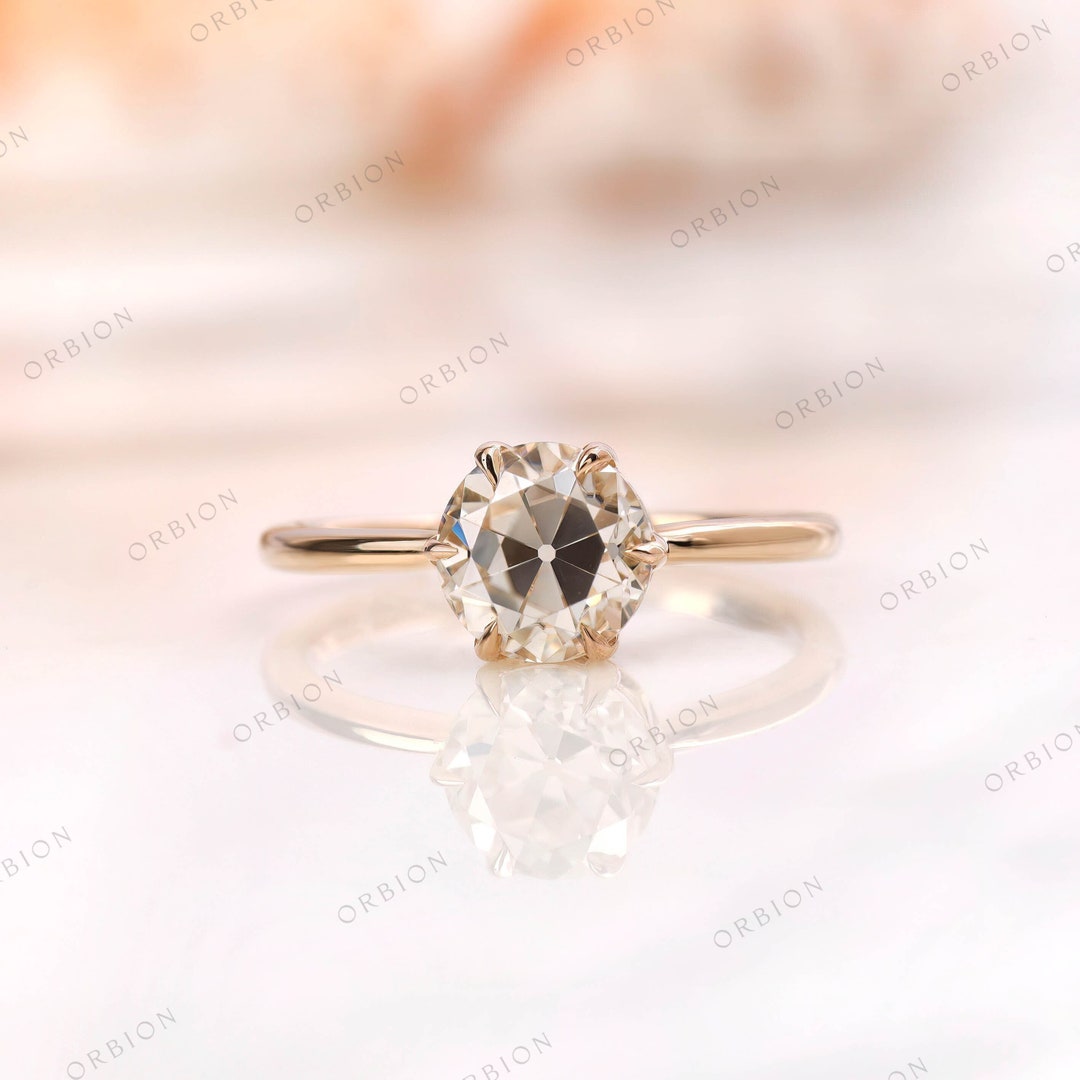 OEC Moissanite Engagement Ring Gold, off White Solitaire 1.5 Ct - Etsy