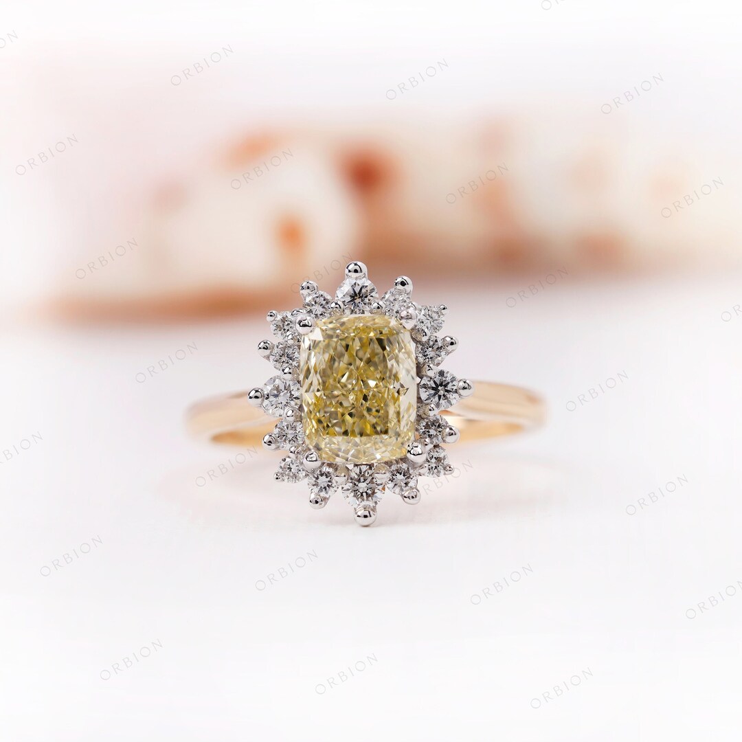 1.56 CT Fancy Intense Yellow Cushion Cut Natural Colour Diamond ...