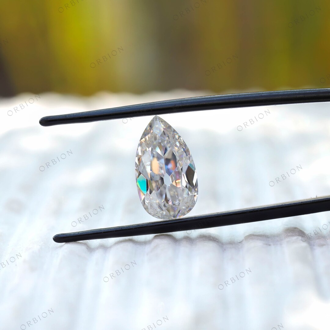 3.7 CT Elongate Pear OMC Colorless Loose Moissanite | Old Mine Cut ...