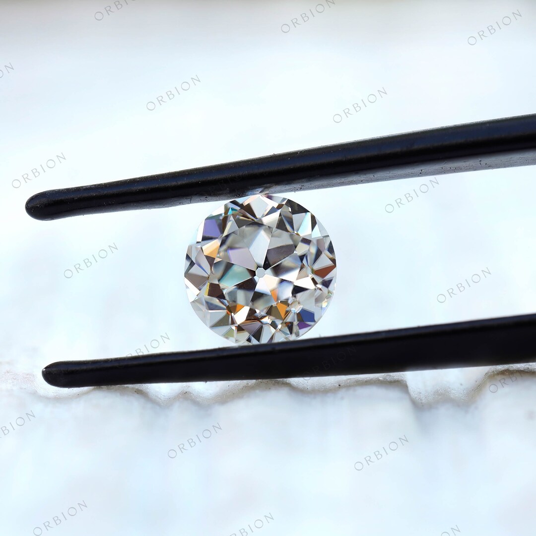 1.40 CT Round Colorless OEC Moissanite Stone, Loose Antique Cut Gem - Etsy
