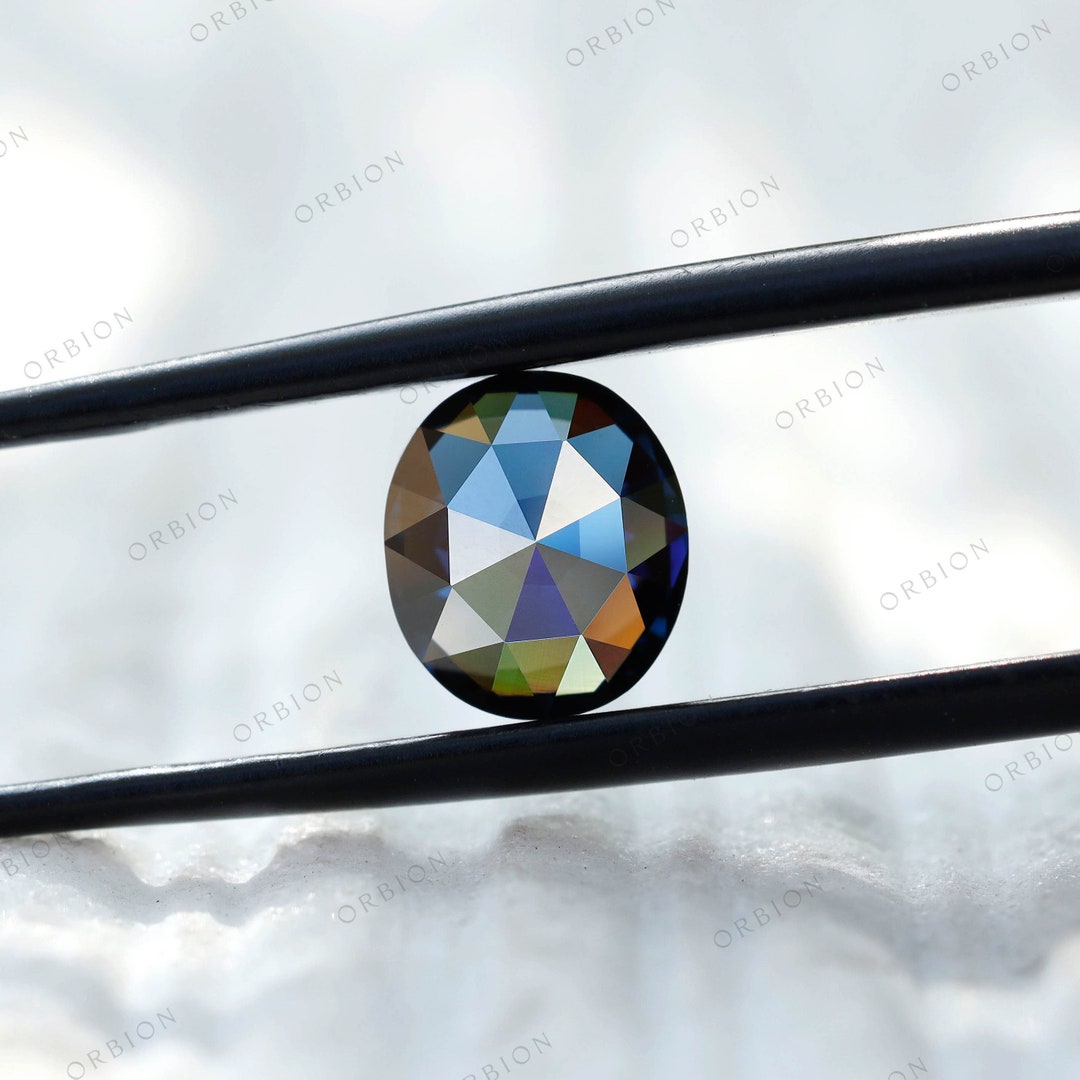 1.55 CT Round Rose Cut Blue Colour Stone | Loose Moissanite for Custom ...