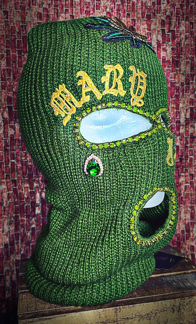 Its Not Easy Being Green Mary Jane Glamorous 3 Hole Full Face Ski Mask ...