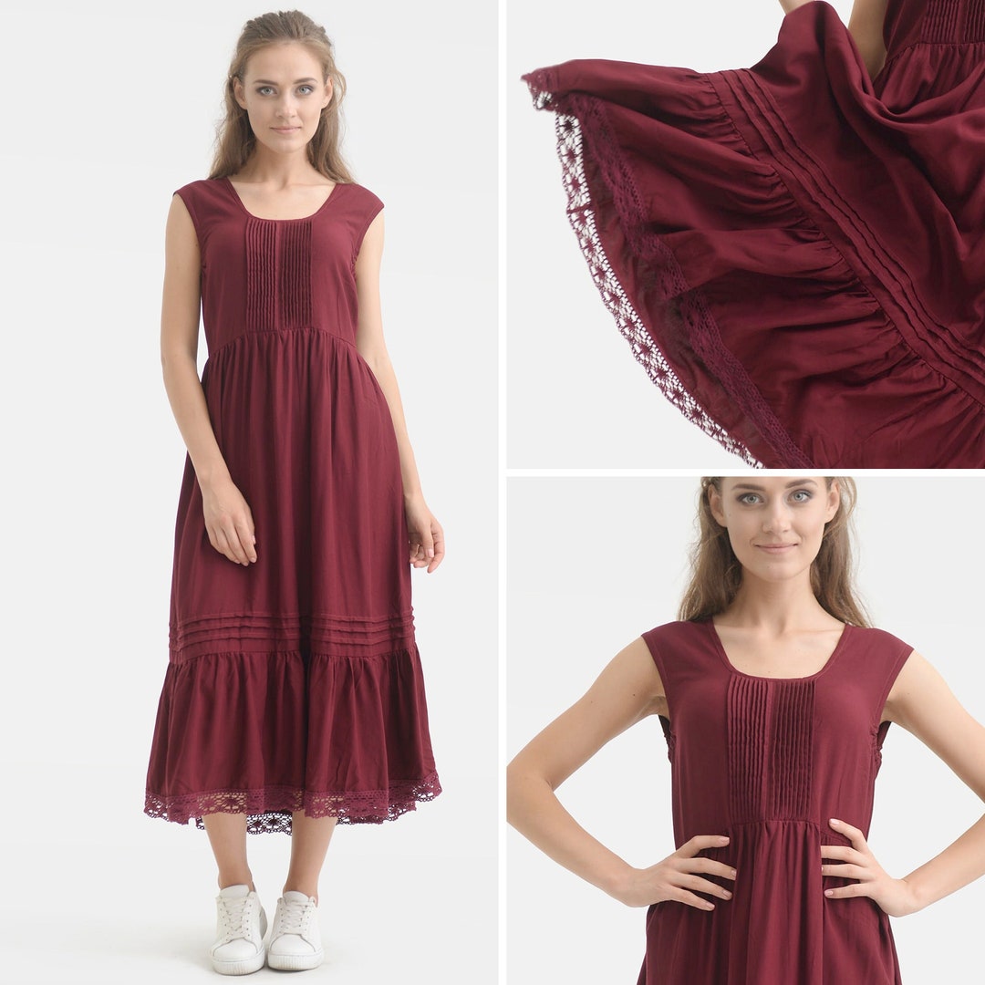 Petite Boho Summer Pinafore Dress, Tiered Midi Sundress, Modest Ruffled ...