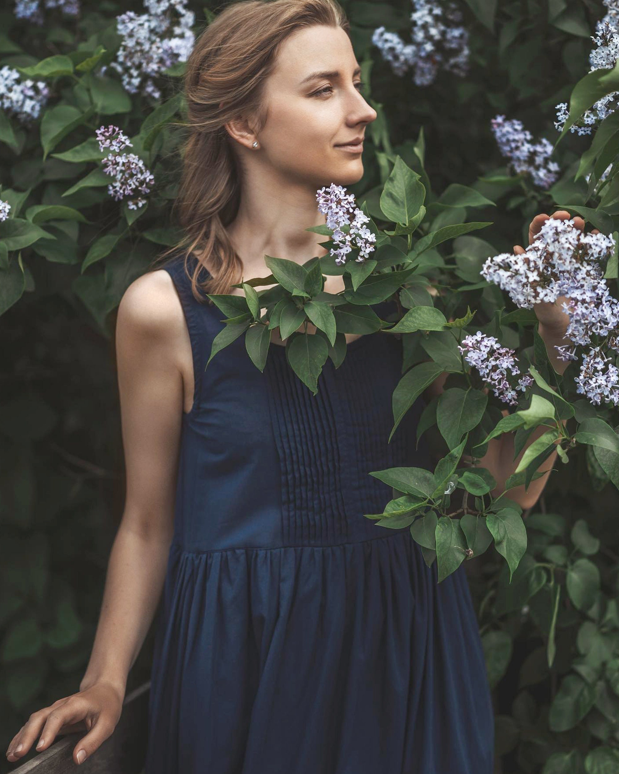 Summer Navy Blue Dress, Nautical Midi Dress With Pockets, Tiered Casual ...