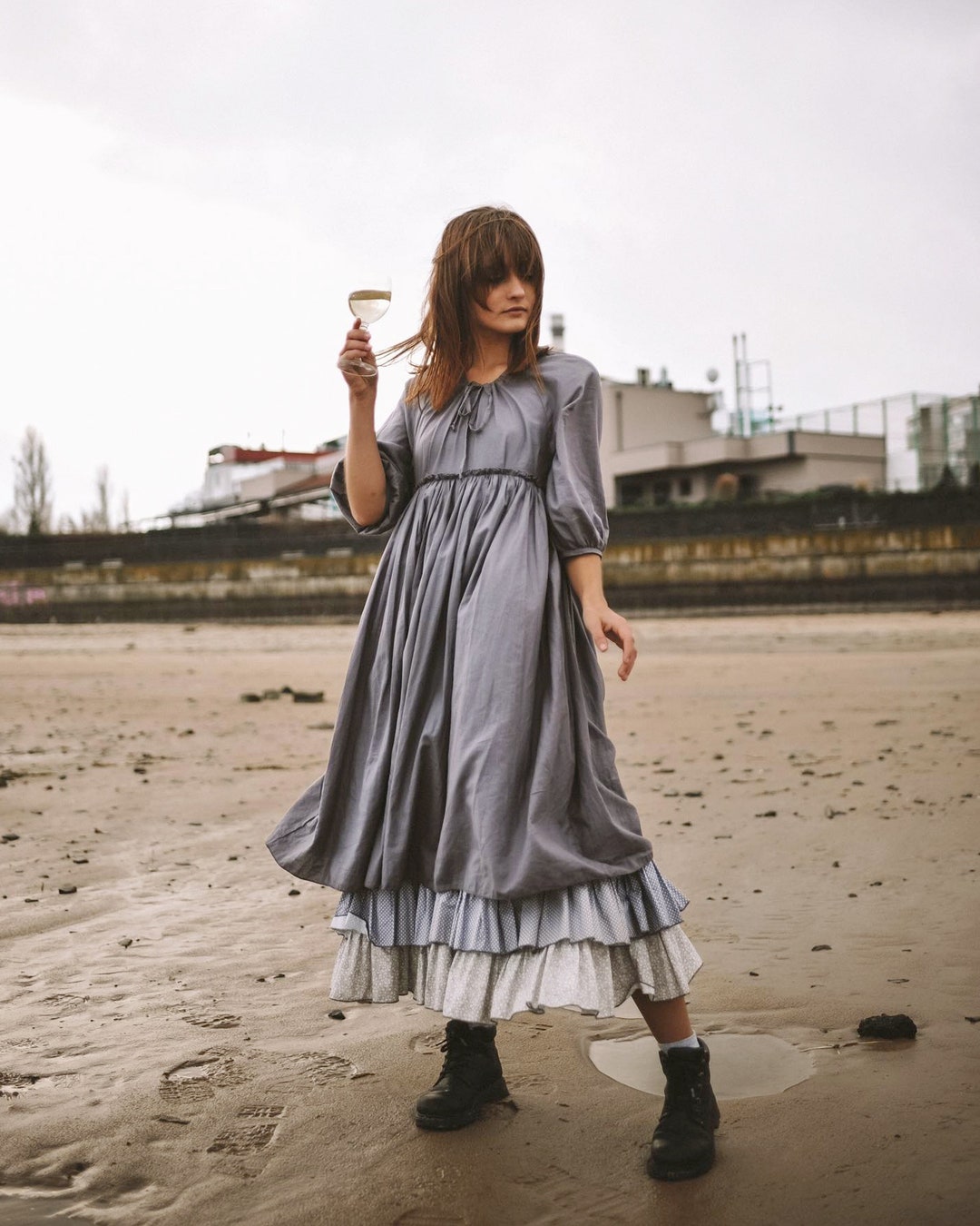 Fairycore Dress, Long Airy Cottagecore Robe With Puffy Sleeves, Vintage ...