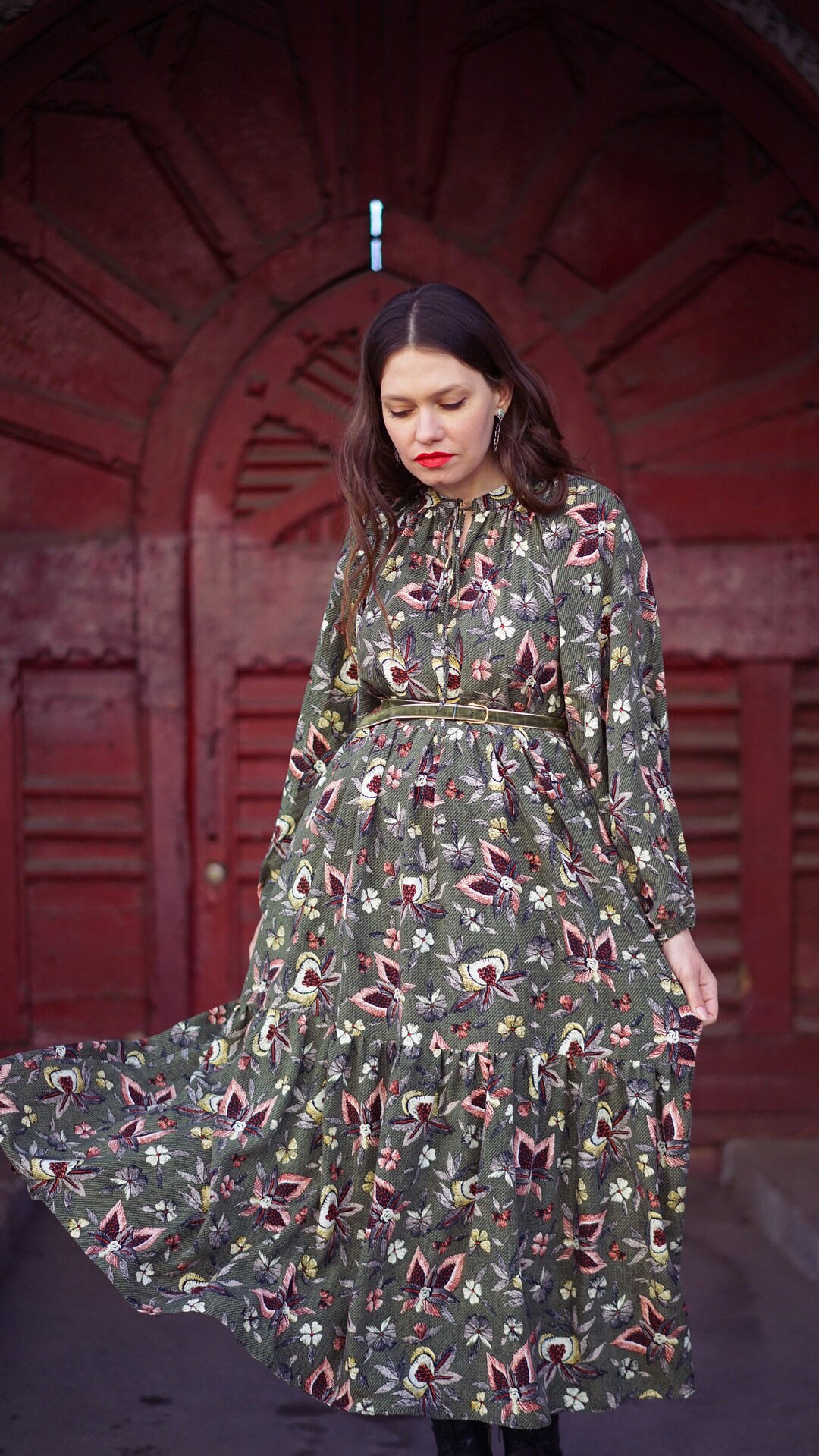 Tiered Floral Cottage Core Maxi Dress, Vintage Wedding Gown, Autumn ...
