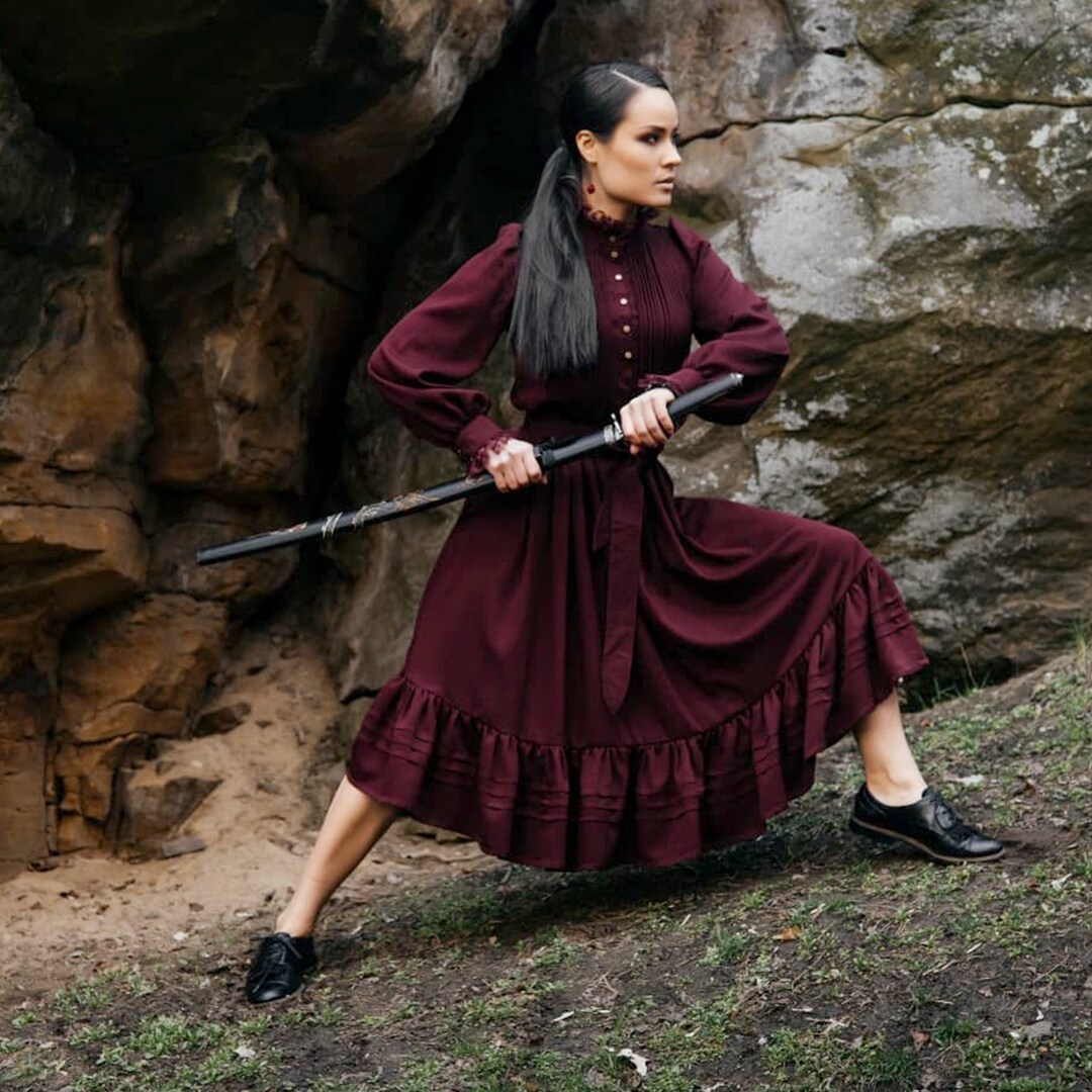 High Collared Dress Formal, Gothic Prom Dress, 80s Prom Dress, Unique ...