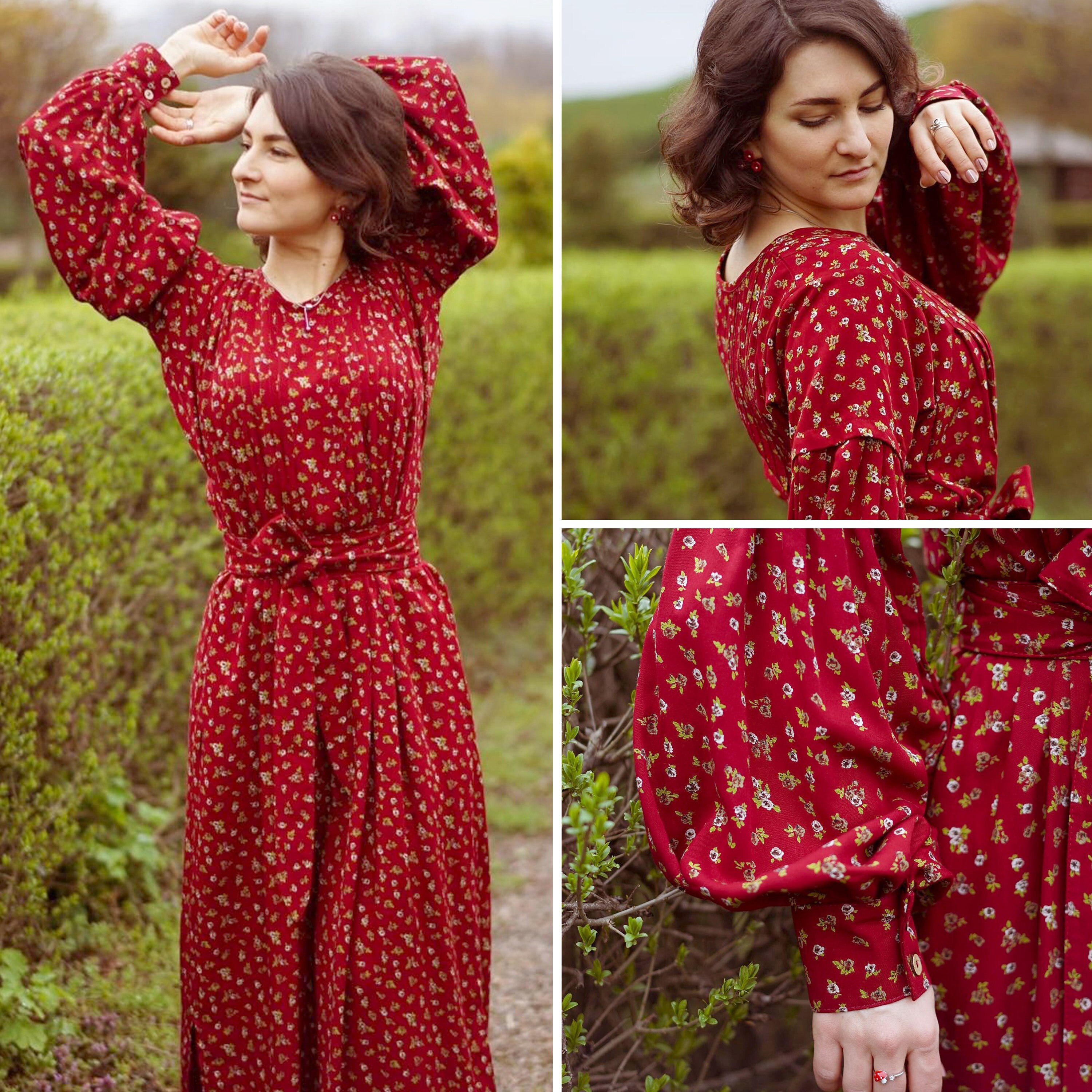 Flower Red Prom Dress Fairy, 80s Prom Dress, Unique Prom Dress, Red ...