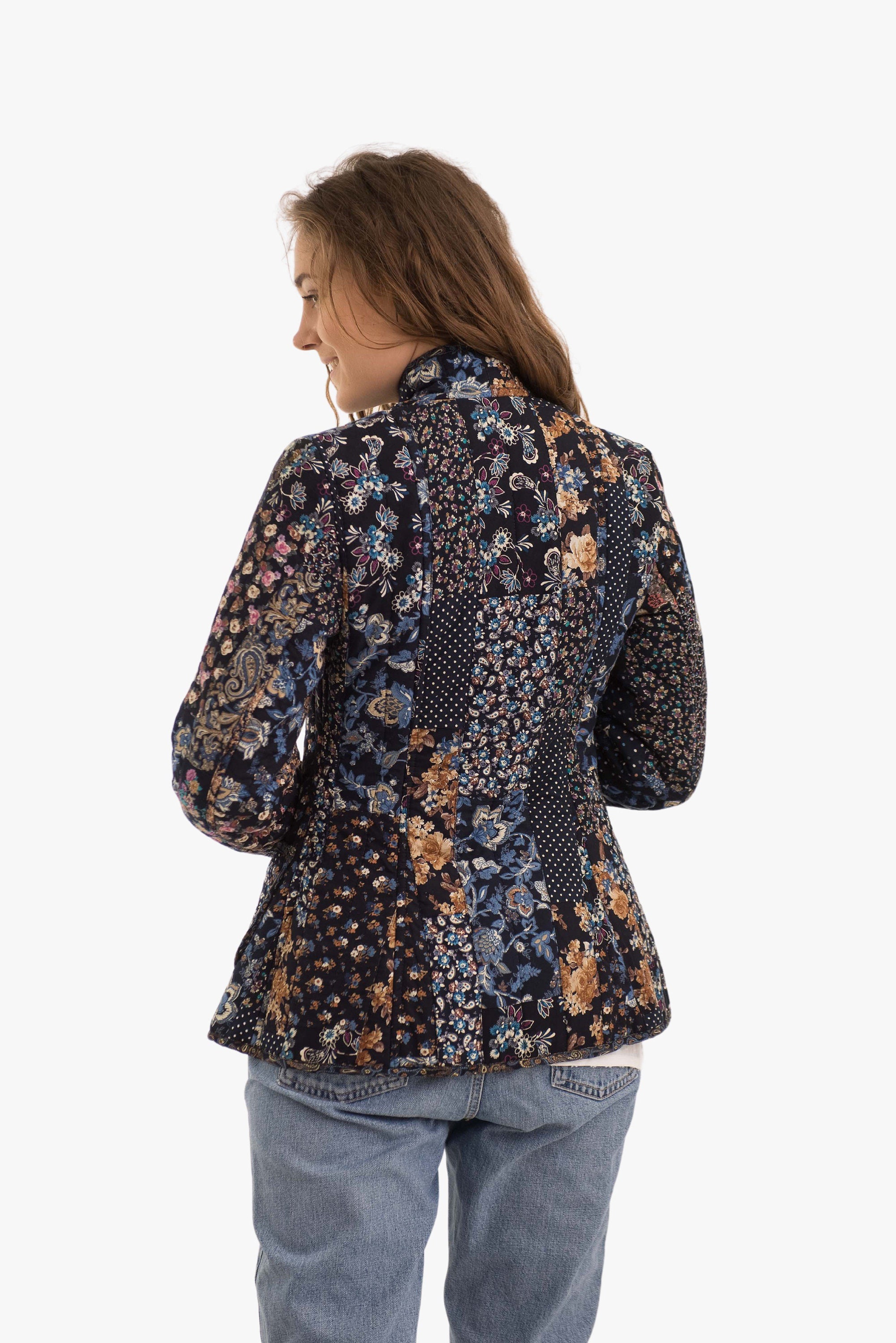 Blue Quilted Patchwork Jacket, Custom Boho Blazer, Patchwork Fairy ...
