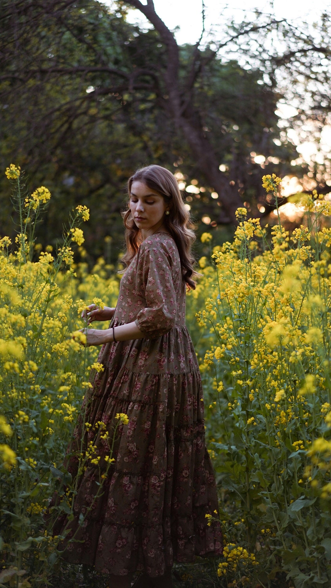 Boho Floral Sundress, Peasant Cottage Core Dress, Ruffled Women's Dress ...
