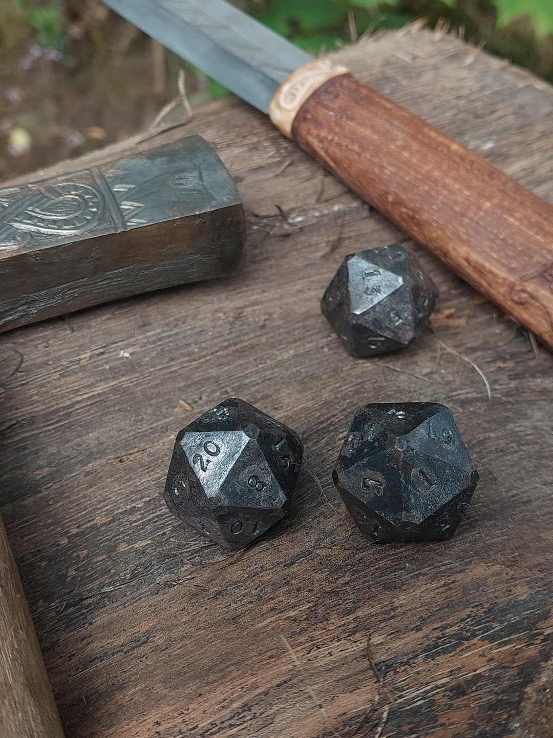 Hand Forged D20 Dice Steel Dnd Dice Metal Tabletop Dice Dwarf ...