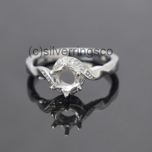 8mm Round Semi Mount Ring 925 Sterling Silver Ring - Etsy