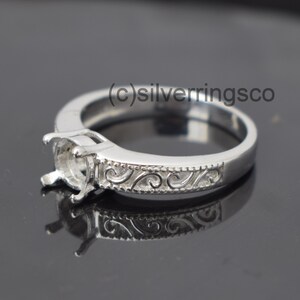 7mm Round Semi Mount Ring, Wedding Ring, Semi Mount Engagement Ring ...