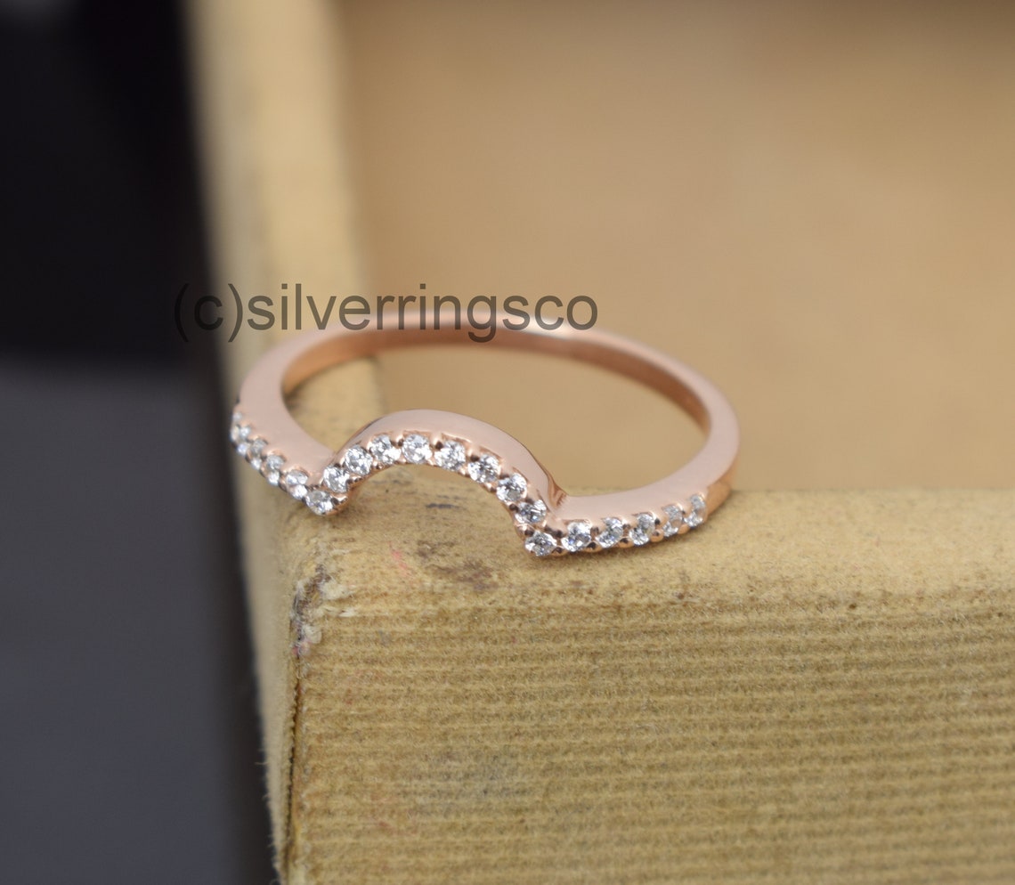 Curved Ring Band Matching Stackable Band 14k Rose Gold | Etsy