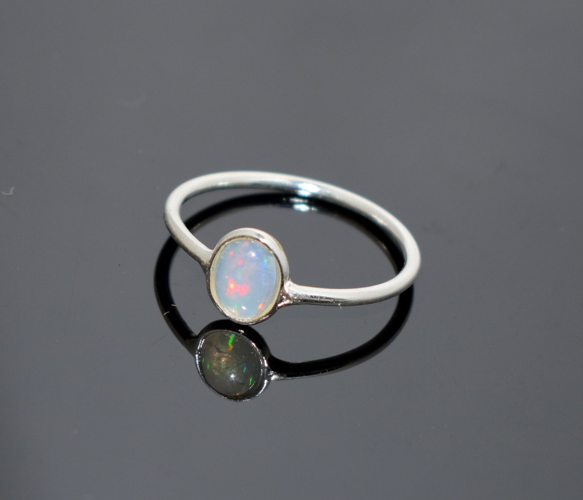 Opal Ring Opal Tiny Ring Simple Ring Petite Ring Statement | Etsy