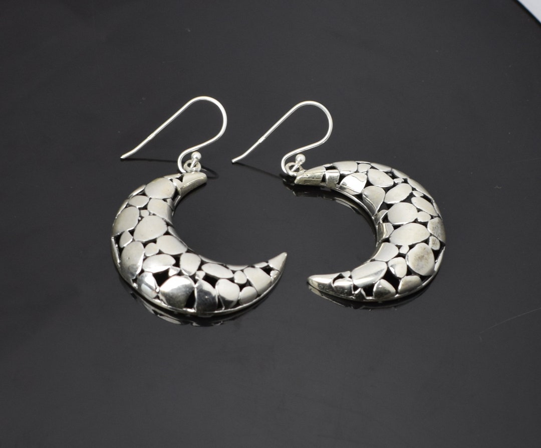Moon Shape Earrings, 925 Sterling Silver Earrings, Handmade Earrings ...