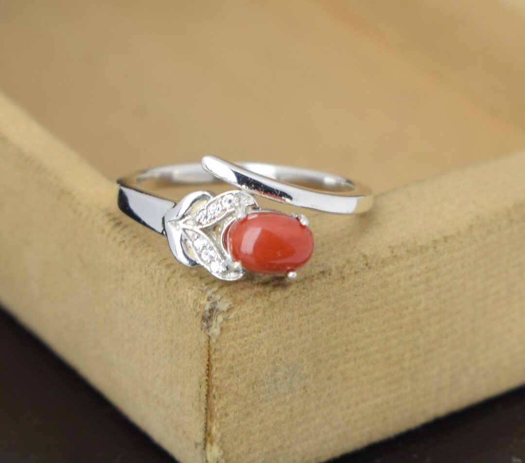 Coral Ring, Engagement Ring, Promise Ring, Bridal Ring - Etsy
