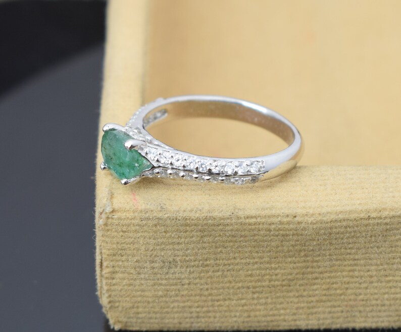 Columbian Emerald Ring 925 Sterling Silver Emerald Stacking | Etsy
