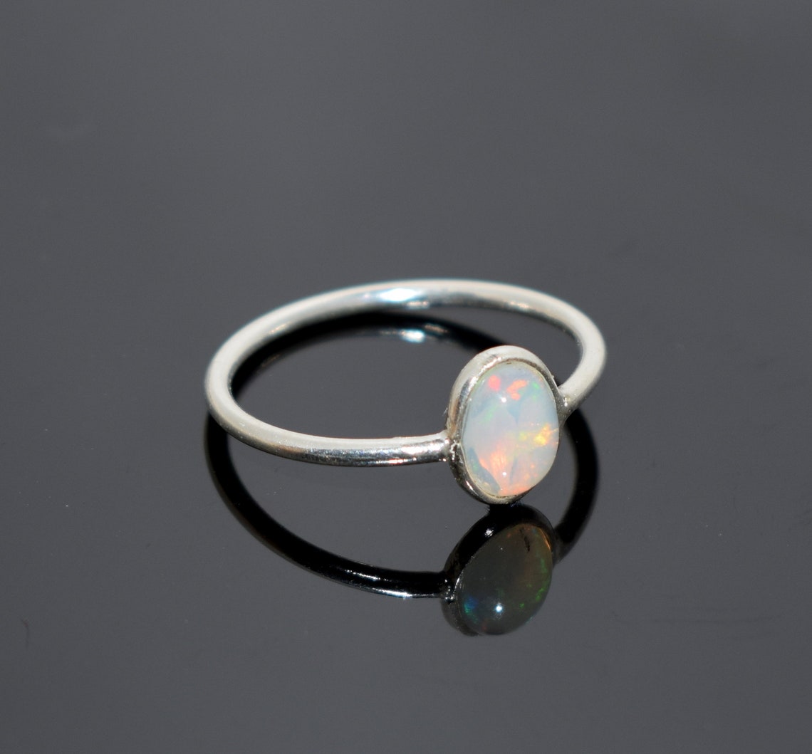 Opal Ring Opal Tiny Ring Simple Ring Petite Ring Statement | Etsy