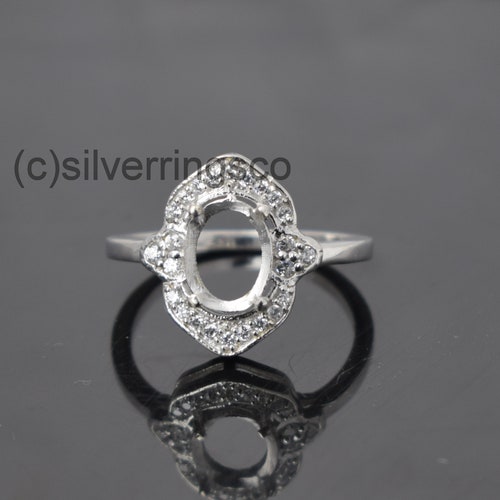 8mm Round Semi Mount Ring 925 Sterling Silver Ring - Etsy