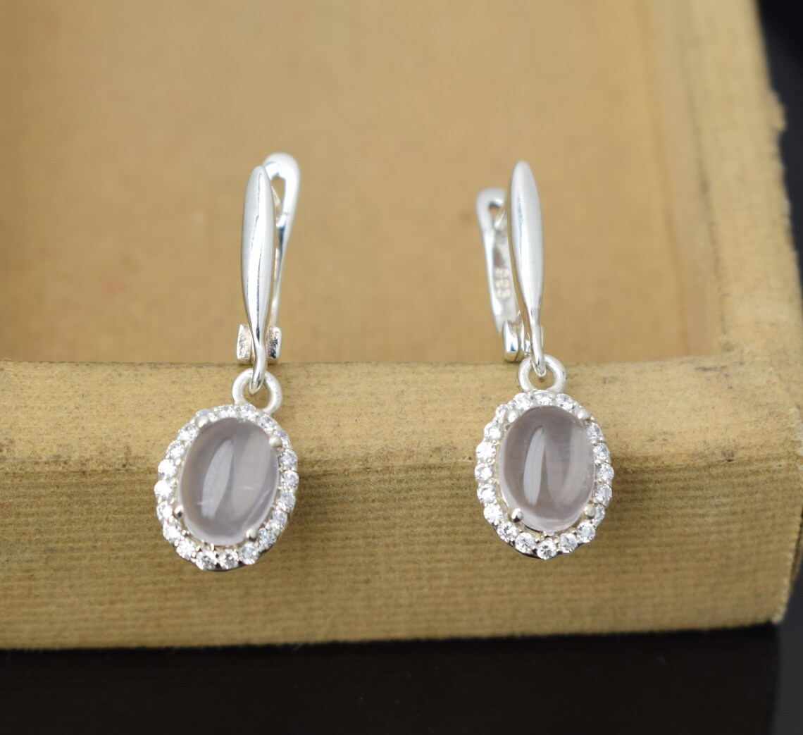 Rose Quartz Earrings Wedding Earrings 925 sterling silver | Etsy