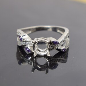 8mm Round Semi Mount Ring, 925 Sterling Silver Ring, Engagement Ring ...